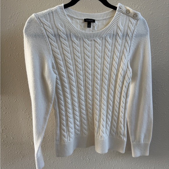 Talbots | Sweaters | Talbots White Cable Knit Sweater | Poshmark